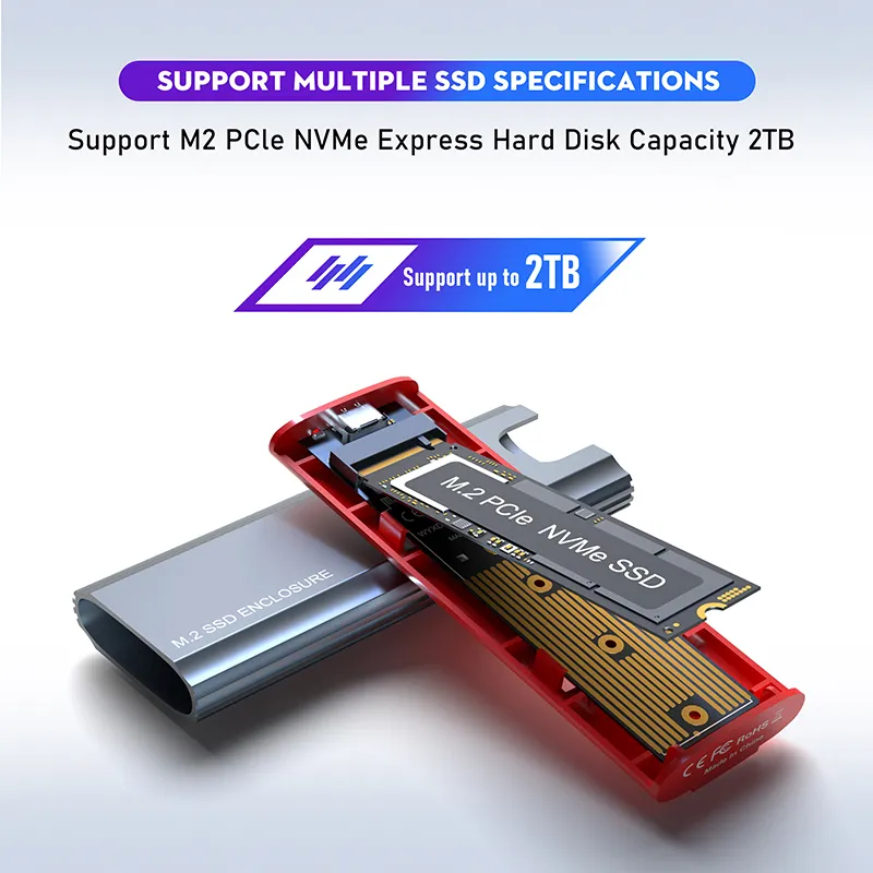 High-Speed M.2 NVMe SSD Enclosure: Type-C USB 3.2 10Gbps Aluminum Case ...