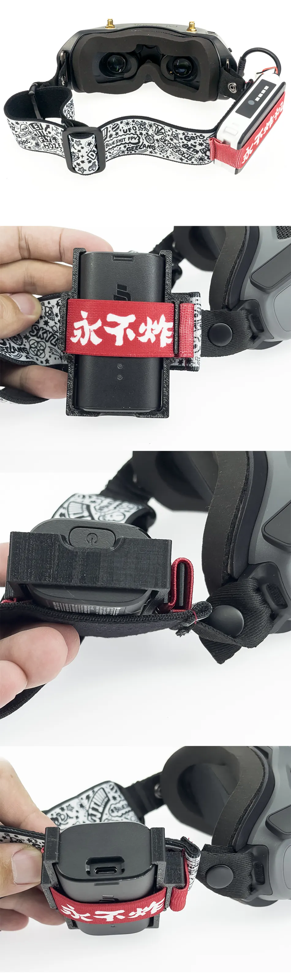 FPV Goggles Adjustable Head Strap with Battery Storage Compatible with ...