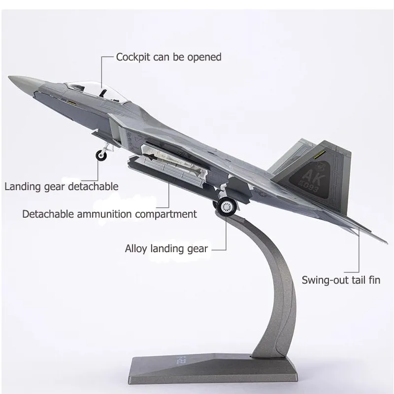 1/72 Scale American F22 Raptor Stealth Fighter Diecast Model Aircraft ...