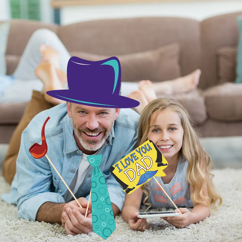 Father's Day Photo Booth Props Set: Includes DIY Hats, Glasses, And ...