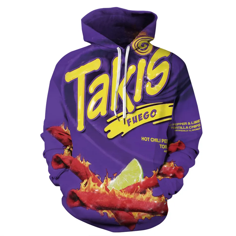 Cheetos Flamin Hot Takis Digital Print Hooded Sweatshirt Loose Fit for ...