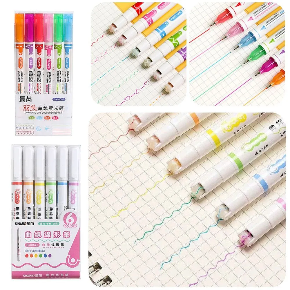DHgate.com:Multicolor Highlighter Pens - Flower, Curve, Line Shapes ...