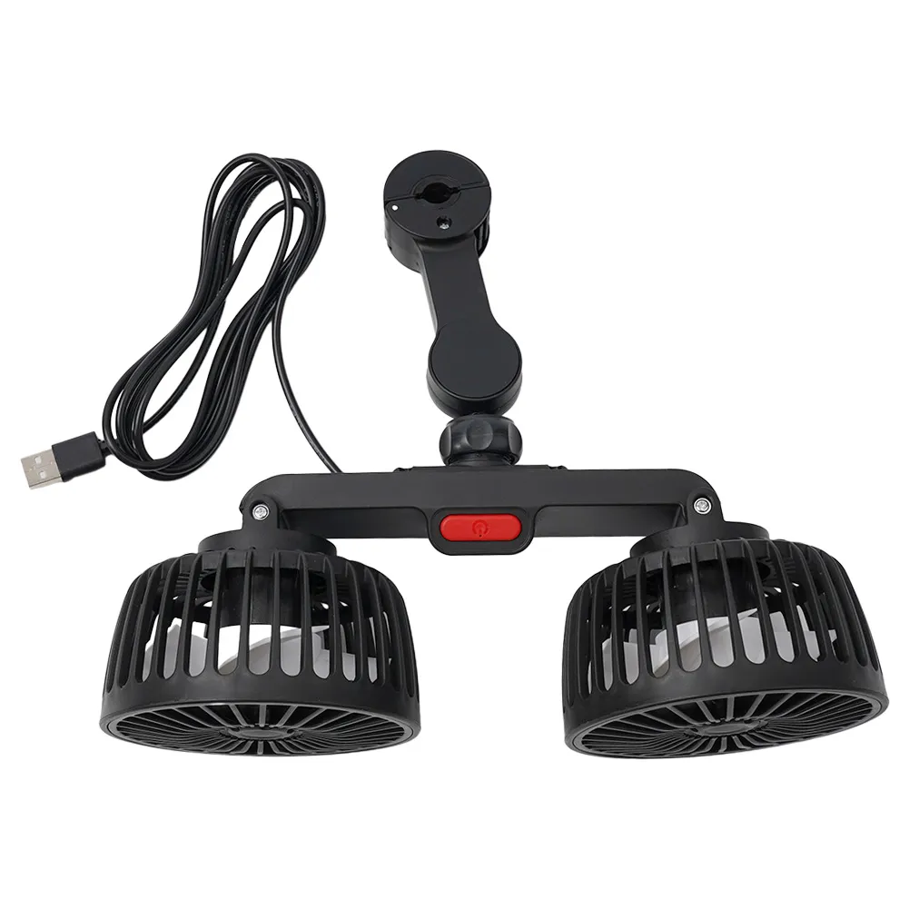 Dual Head Car Fan 5V USB Charging Universal Auto Cooling Cooler for ...