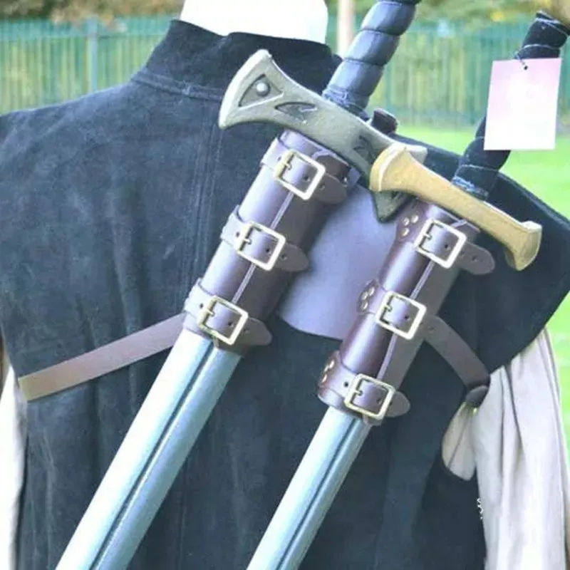 Medieval Cosplay Props Double Sword Shoulder Back Strap Sheath Scabbard ...