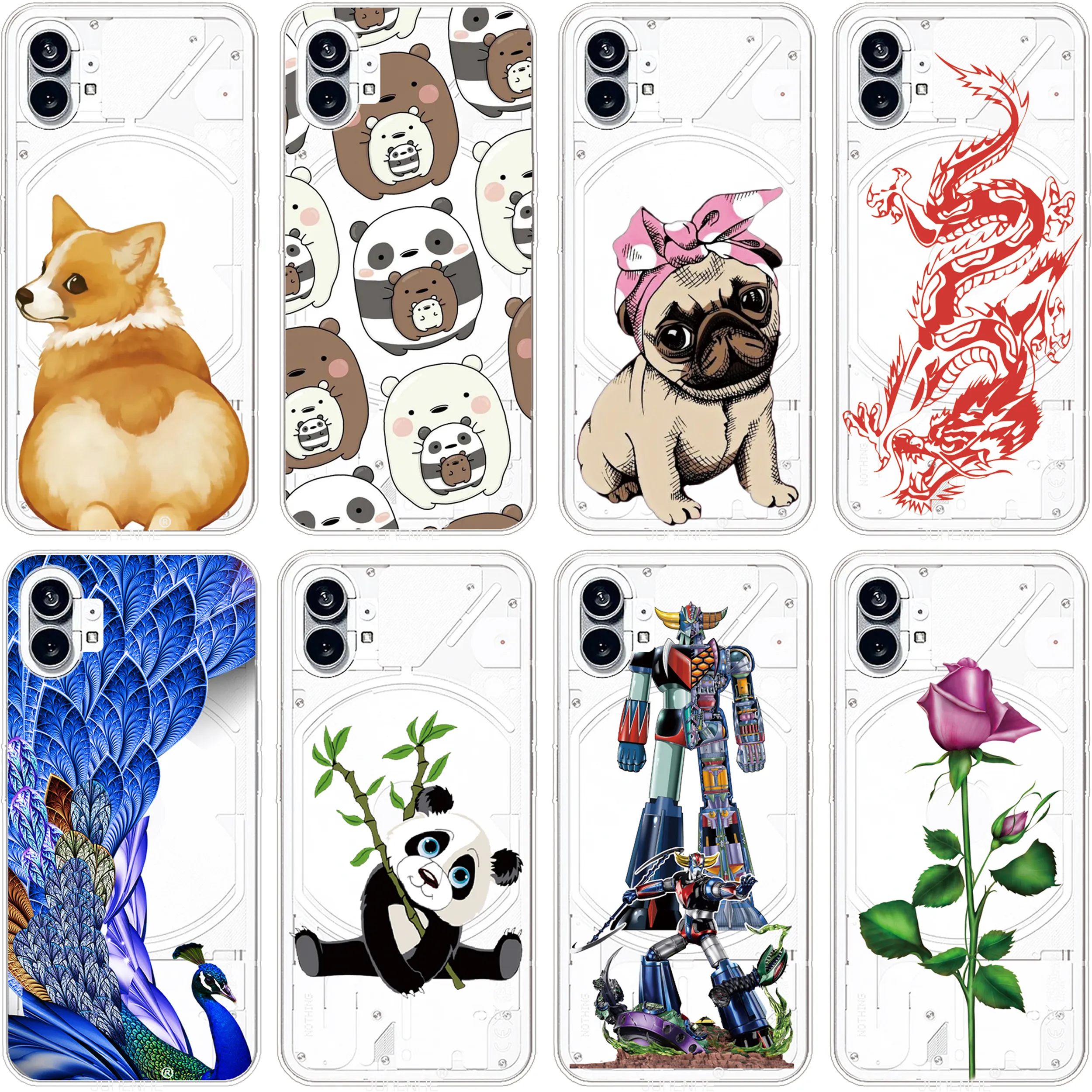 DHgate.com:Animal Flower Patterned Soft Silicone Clear Phone Case for ...