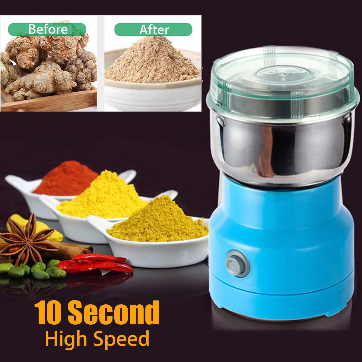 Electric Grinder Mill - DIY Herbs, Spices, Coffee Bean, Grain, Nut ...