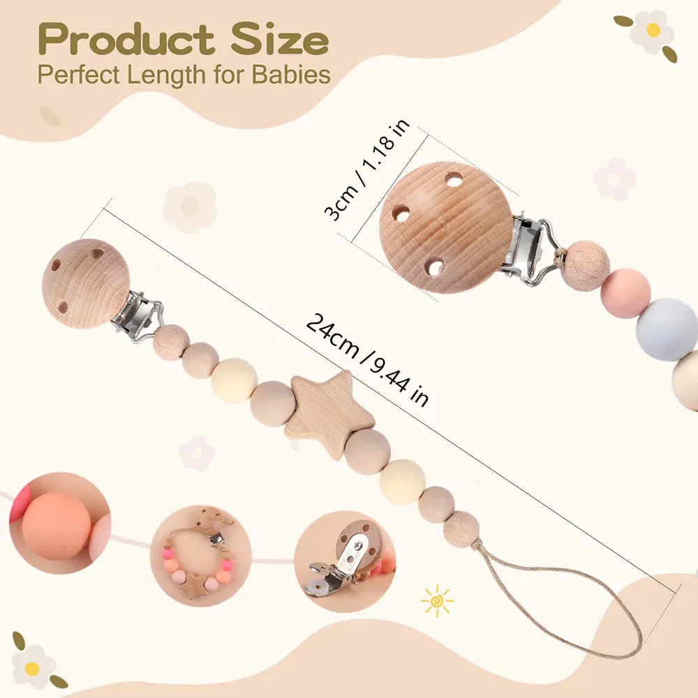 Wood Personalized Baby Pacifier Clip, Custom Name Infant Dummy Clip ...