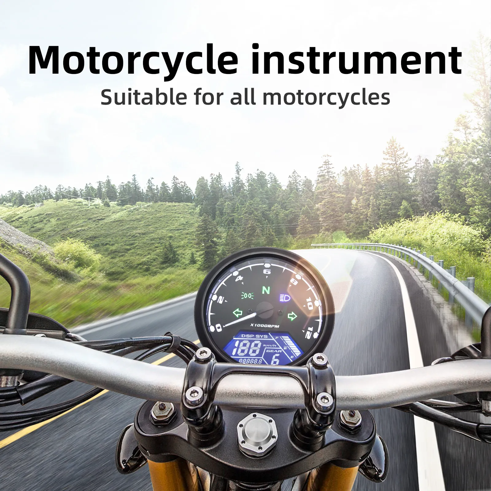 Motorbike Instrument RPM LCD Digital Indicator 12000 RPM Speedometer ...