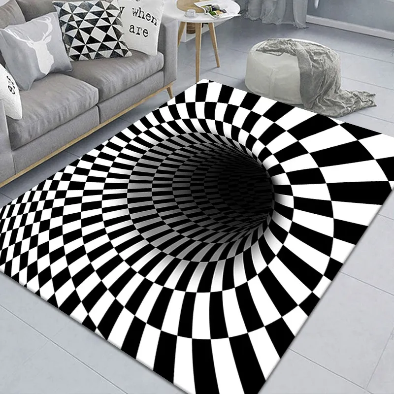 3D Illusion Rug - Anti-Slip Floor Mat, Geometric Optical Art Carpet for ...
