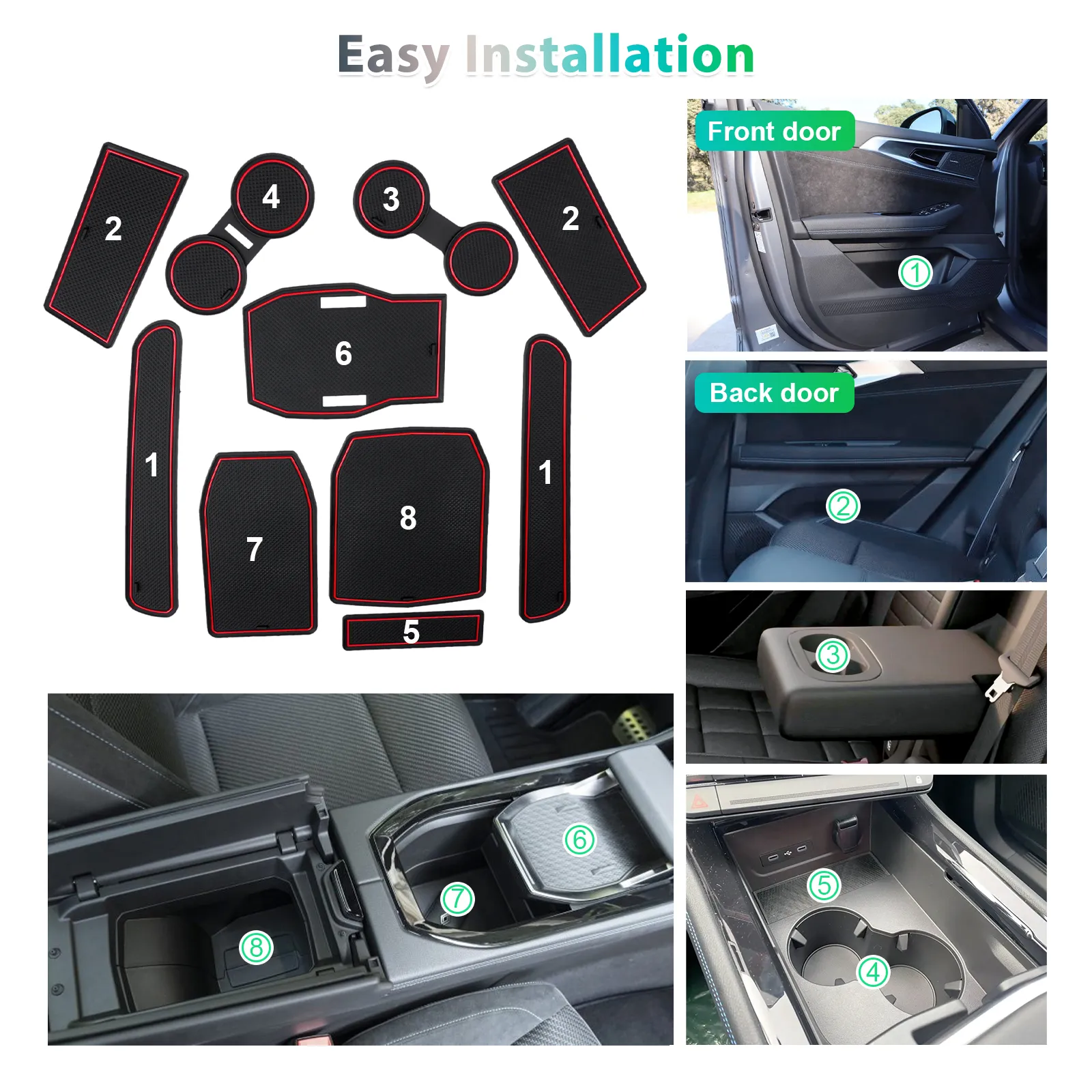 RUIYA Car Door Groove Mat Anti-slip Slot Pad for Renault Austral E-Tech ...
