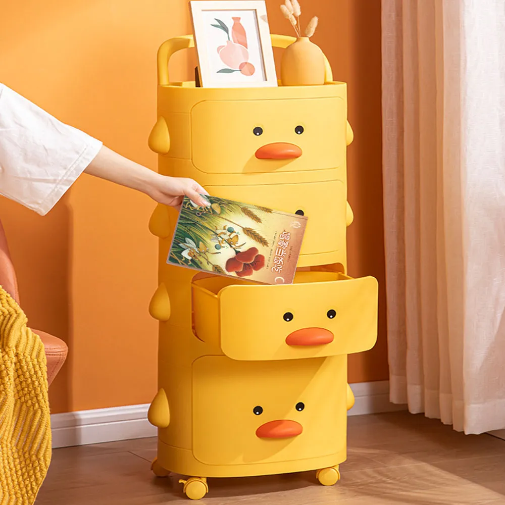 Cute Yellow Duck Rolling Storage Cart - Large Capacity Plastic ...