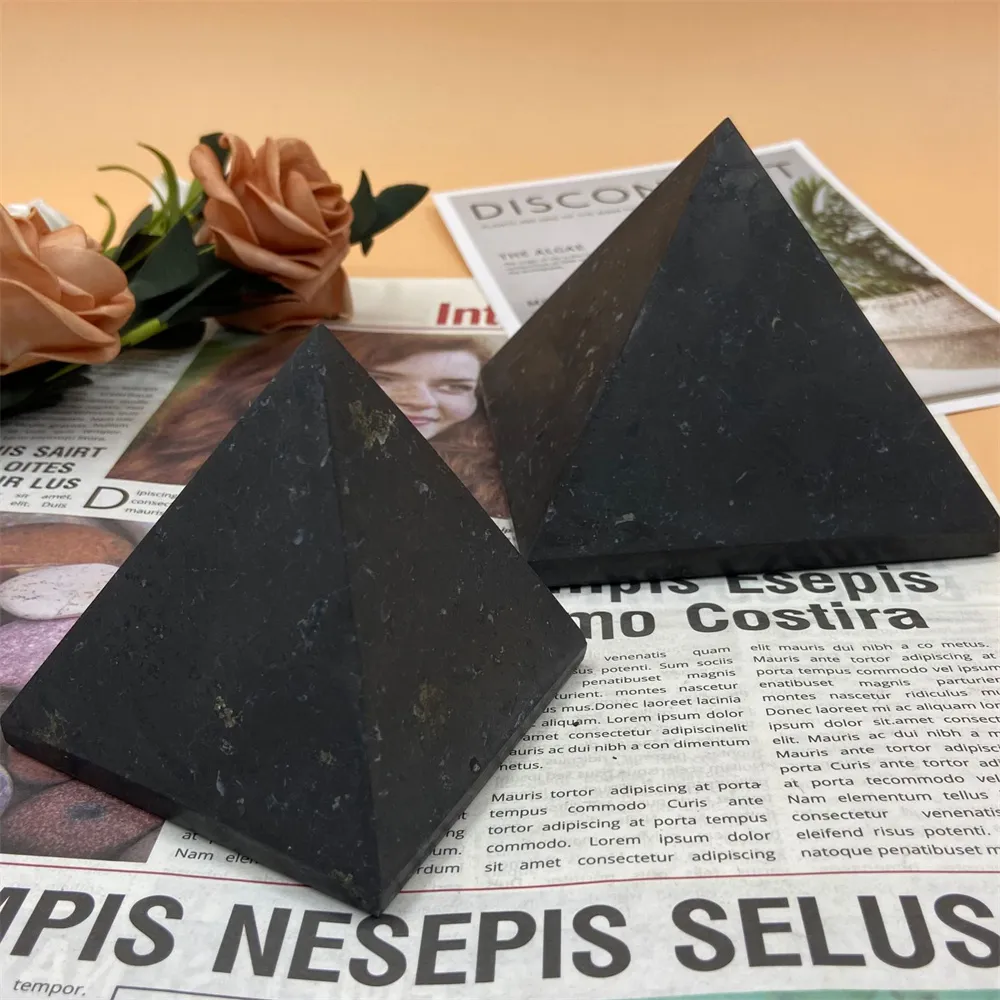Genuine Shungite Pyramid Tower Point Stone for Healing and Balancing ...