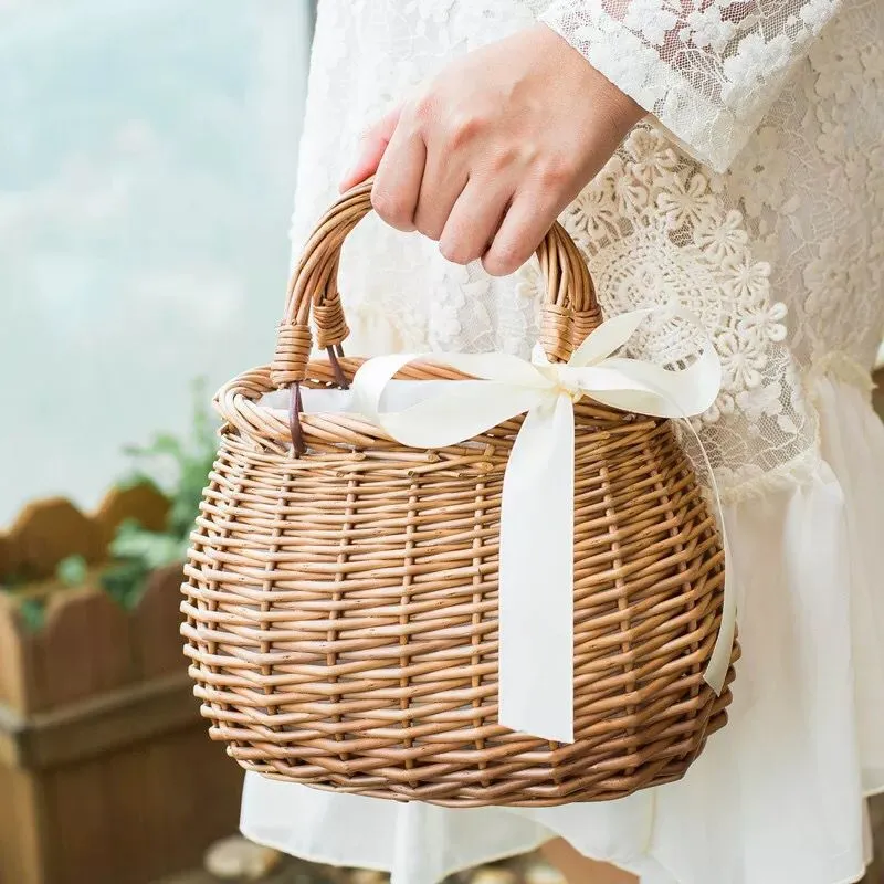Straw Basket Tote Bag For Women | Rattan Handmade Beach Handbag From ...
