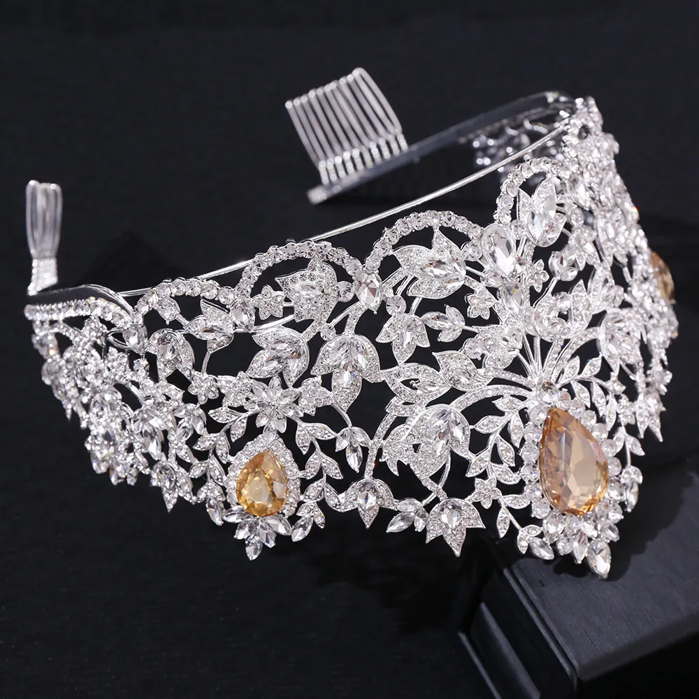Beauty Pageant Crowns Large Round Queen Rhinestone Tiaras Crystal ...