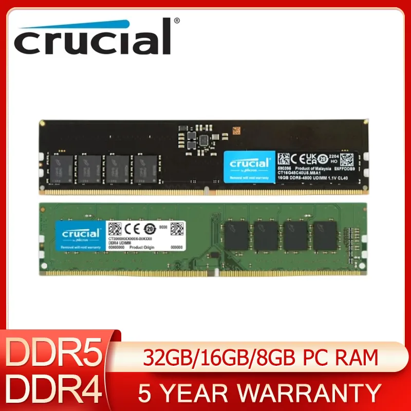 Crucial 32GB 2x16GB DDR5 5600MHz UDIMM Computer Memory Kit CT2K16G56D5U ...