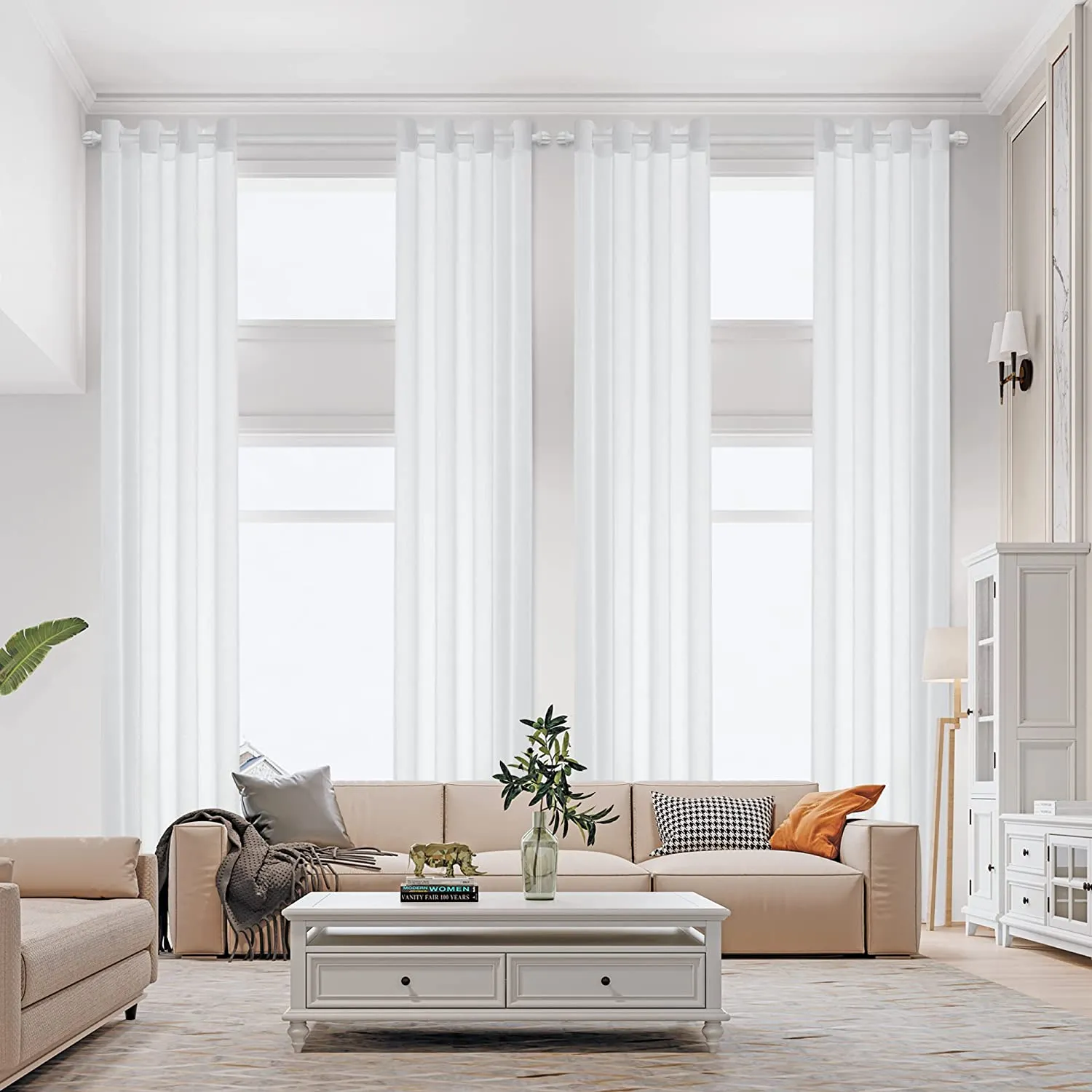 9ft Curtains | Extra Long Semi Sheer Faux Linen Curtains For Tall ...