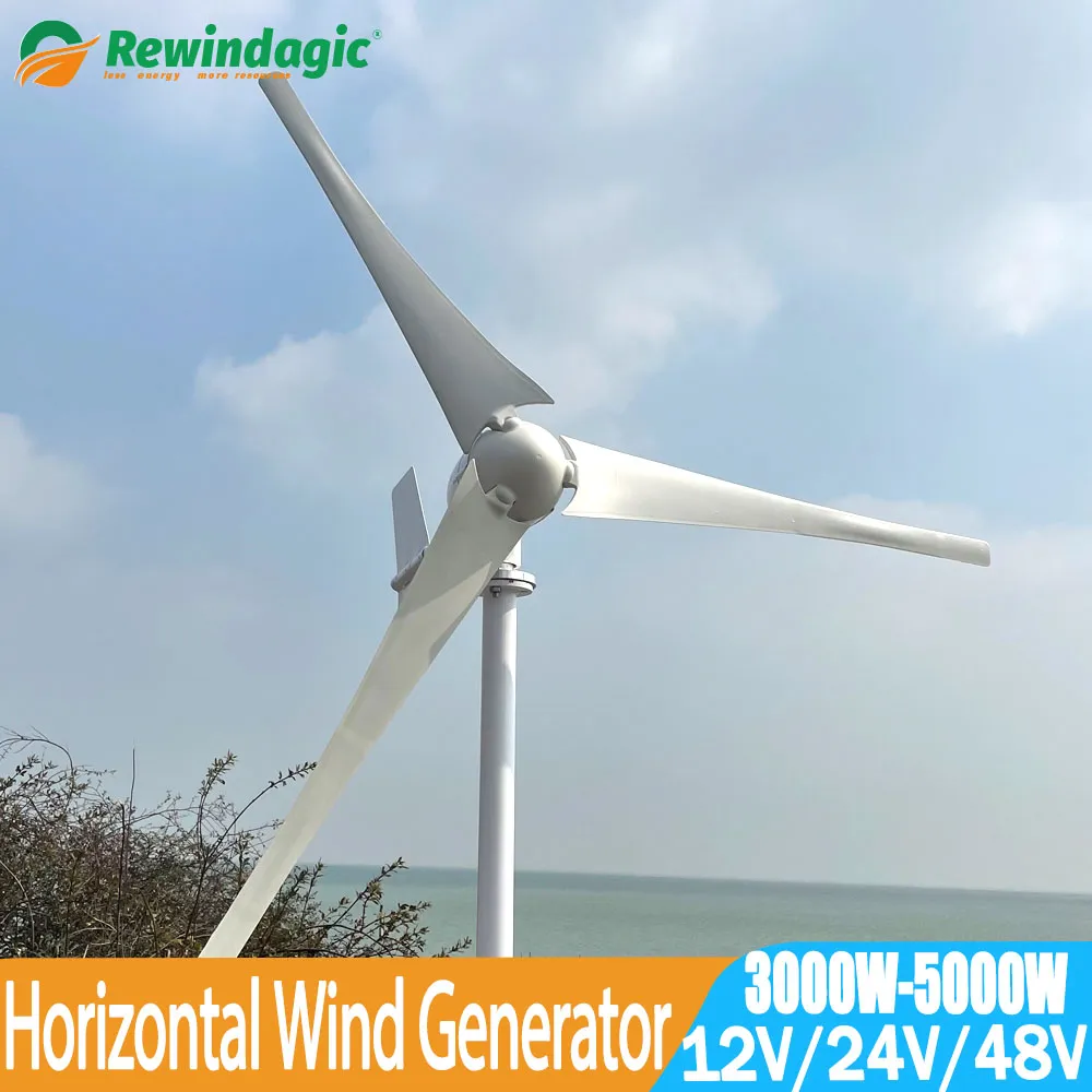 3KW-5KW Wind Turbine Generator - 12V/24V/48V, Low Start, Free Power ...