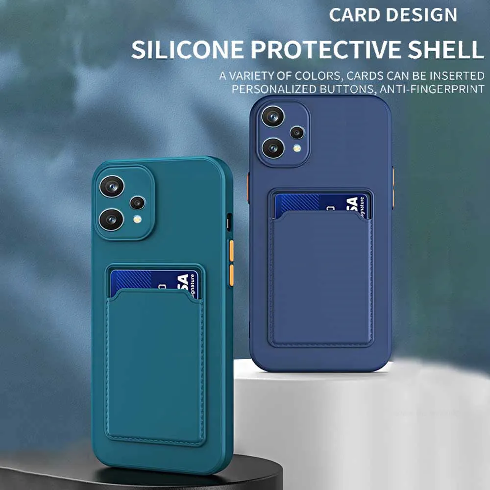 Silicone Card Slot Holder Square Case for Realme 9i 9 Pro Plus 9 ...