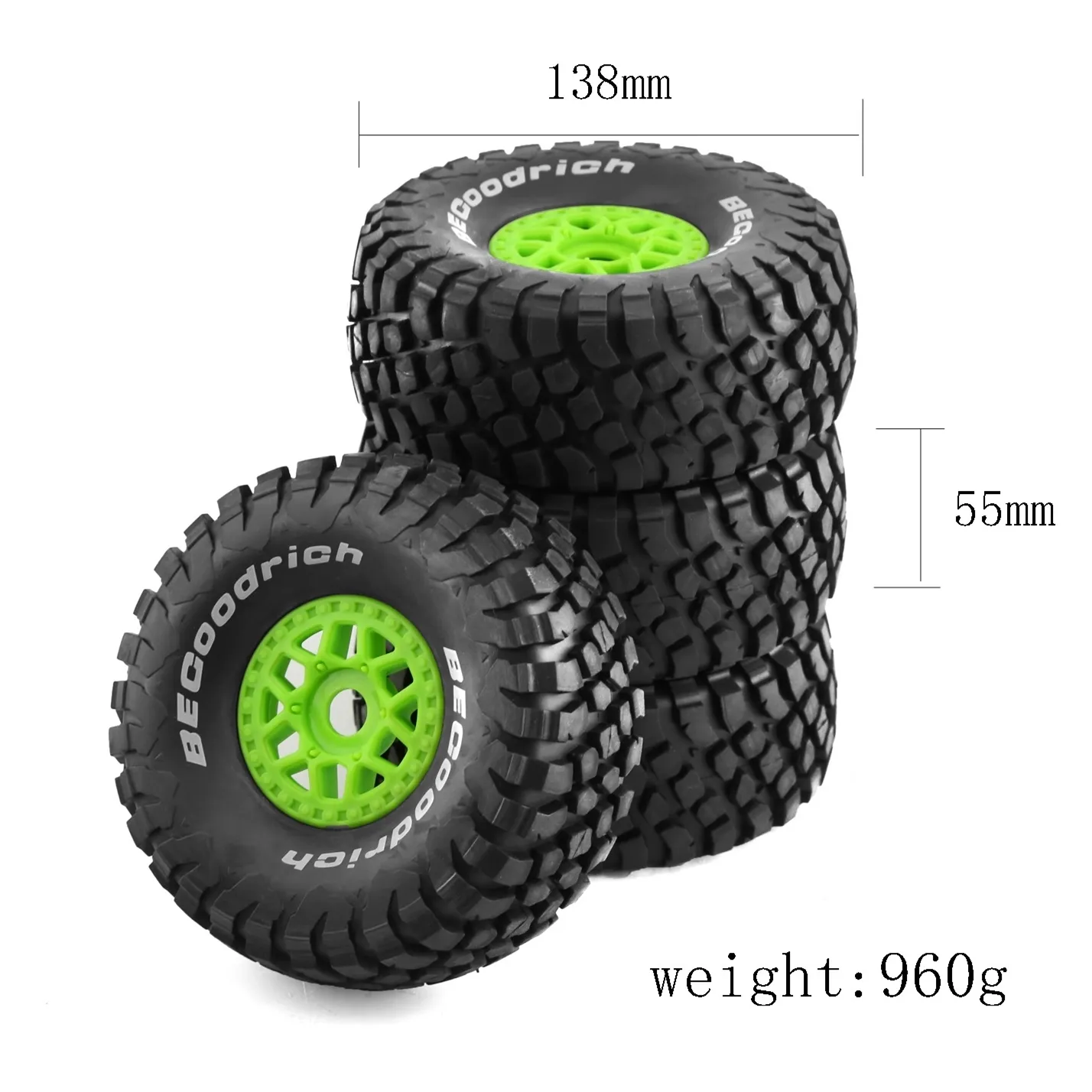 DHgate.com:4Pcs 138mm 1/7 Desert Short Course Truck Tire 17mm Wheel Hex ...