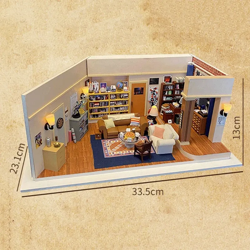 DIY Wooden Dollhouse: Sheldon's Apartment Casa Miniature Building Kit ...