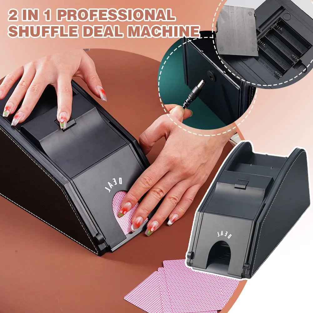 2-in-1 Automatic Card Shuffler: Electronic Poker Playing Card Shuffling Machine for Board Games ...