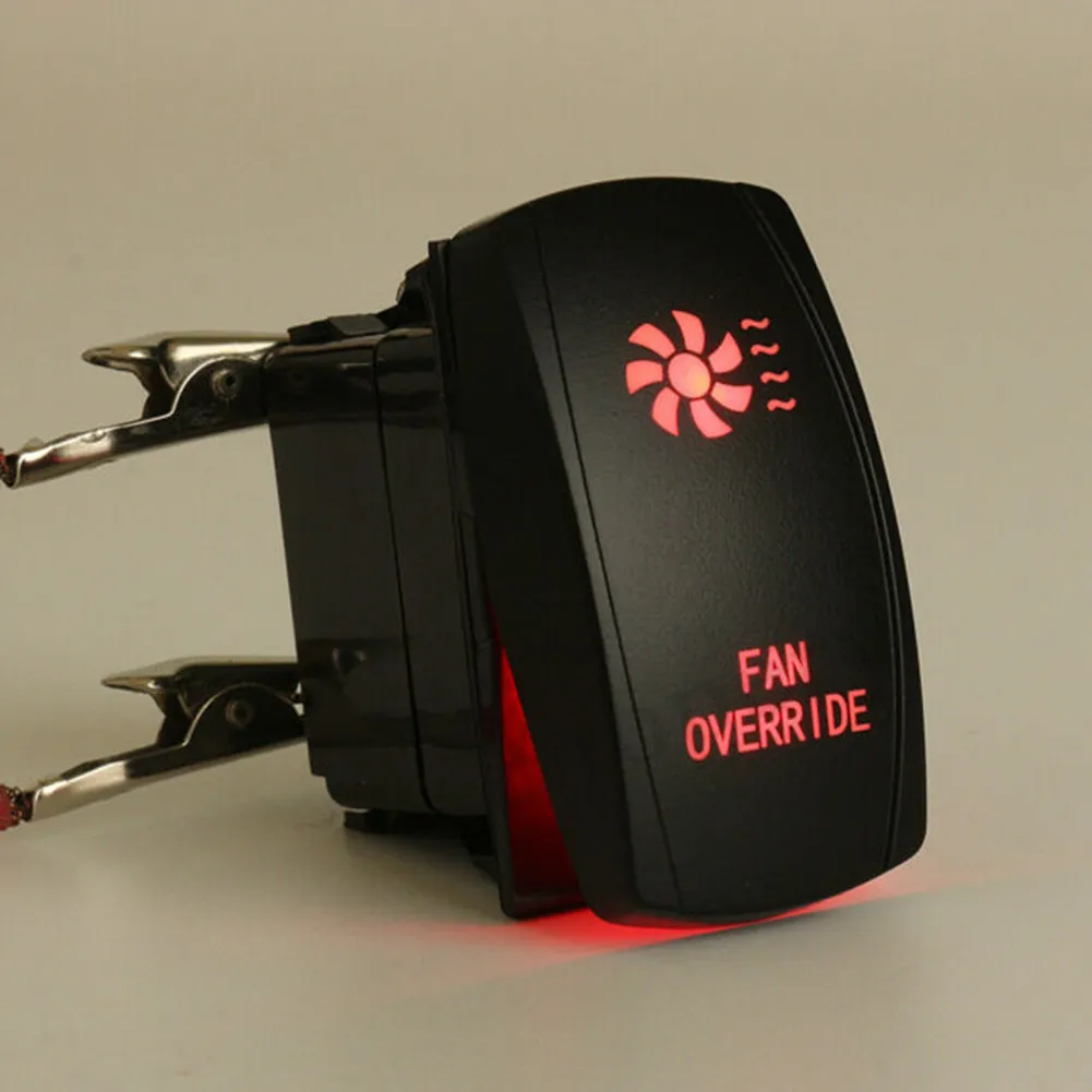 12V 20A 5 Pin Waterproof Rocker Switch Red LED Fan Override Control ...