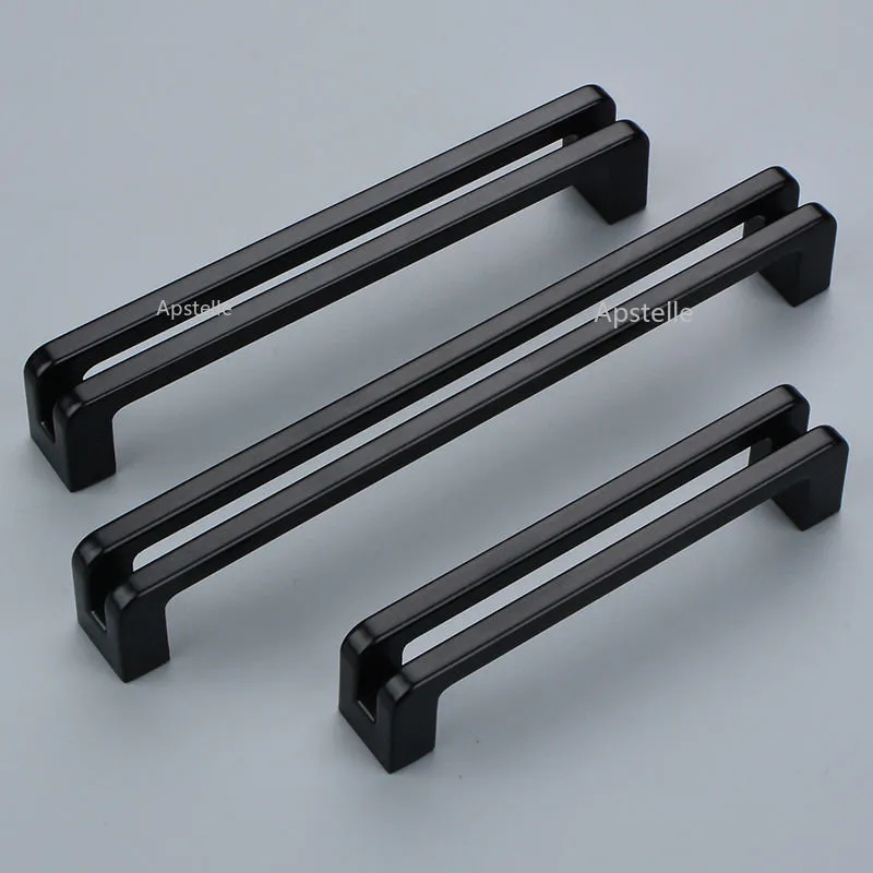 New Chinese Double Handle Door Zinc Alloy Brushed Matte Black Hollow ...