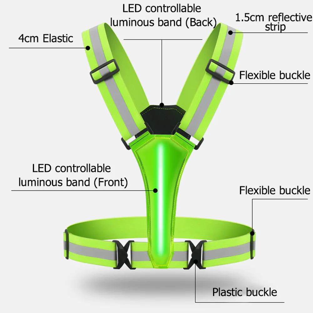 Outdoor Riding Safety Vest LED Lighted Reflective Vest for Night ...