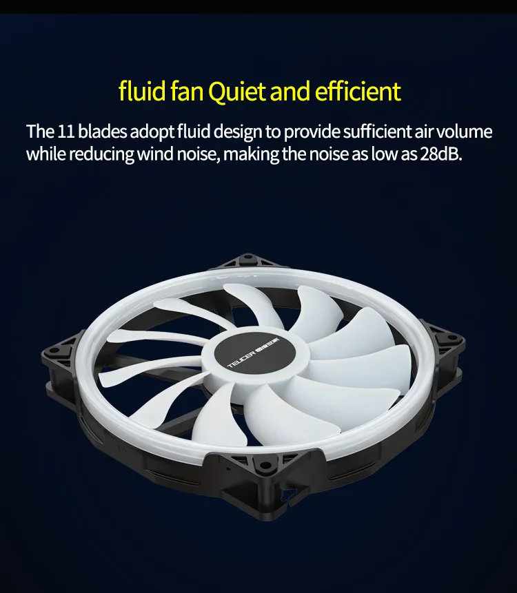 TEUCER FD200 200mm ARGB Computer Case Fan 12V 3PIN LED Cooling Fan for ...