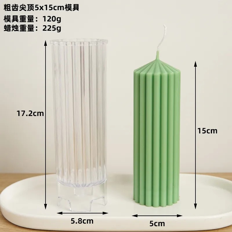 15-20cm Striped Cylindrical Candle Mold, Hand Taper Column Candle ...