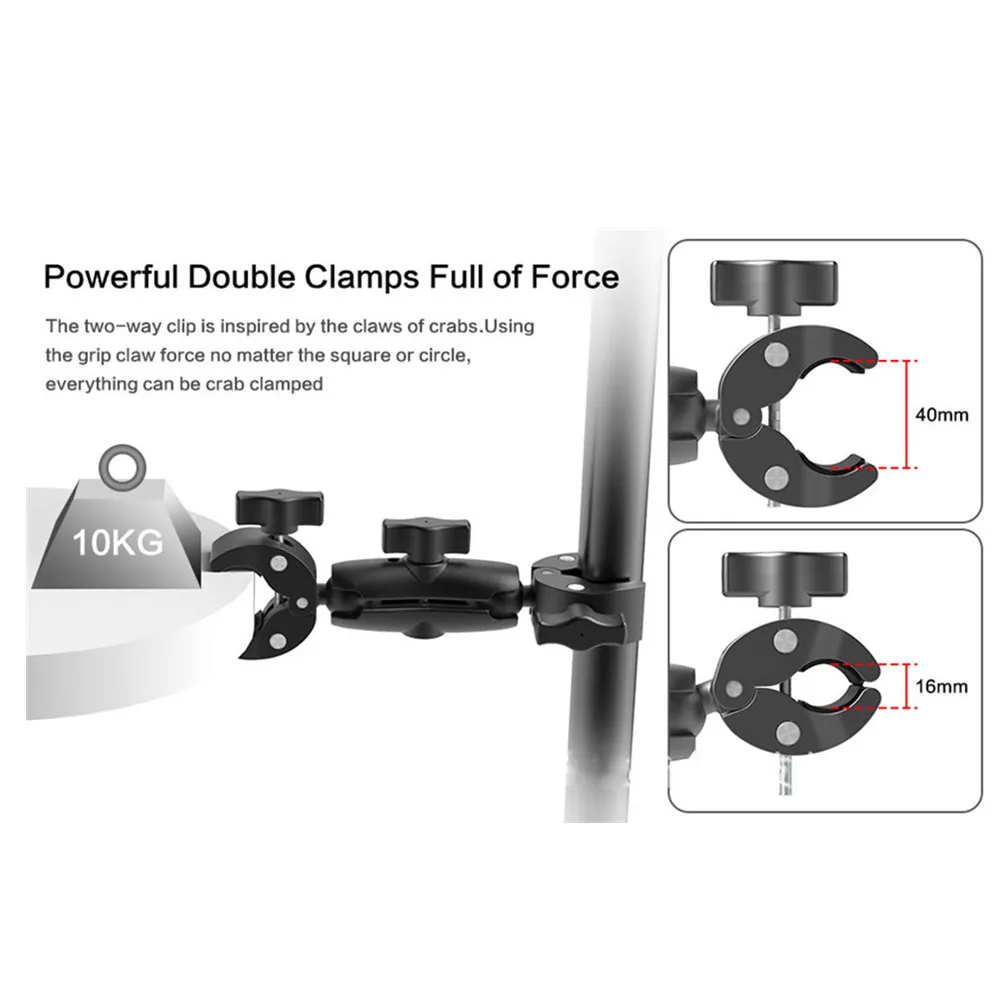 New Double Metal Super Clamp Articulating Mag Ic Arm Clip 360 Dual Head ...