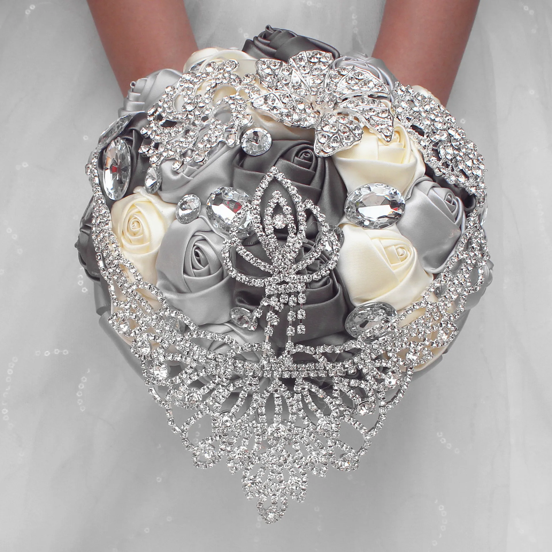 Kyunovia Customizable Color Handmade Rhinestone Brooch for Bridal ...