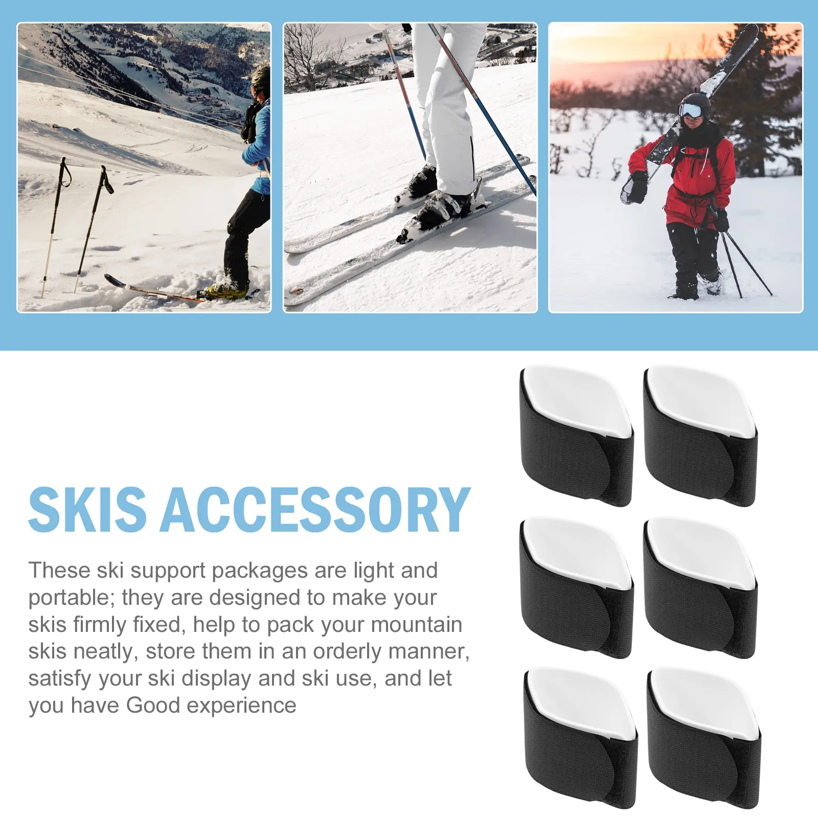 2-Pack Heavy-Duty Ski and Snowboard Carrier Straps - Adjustable Fixing ...
