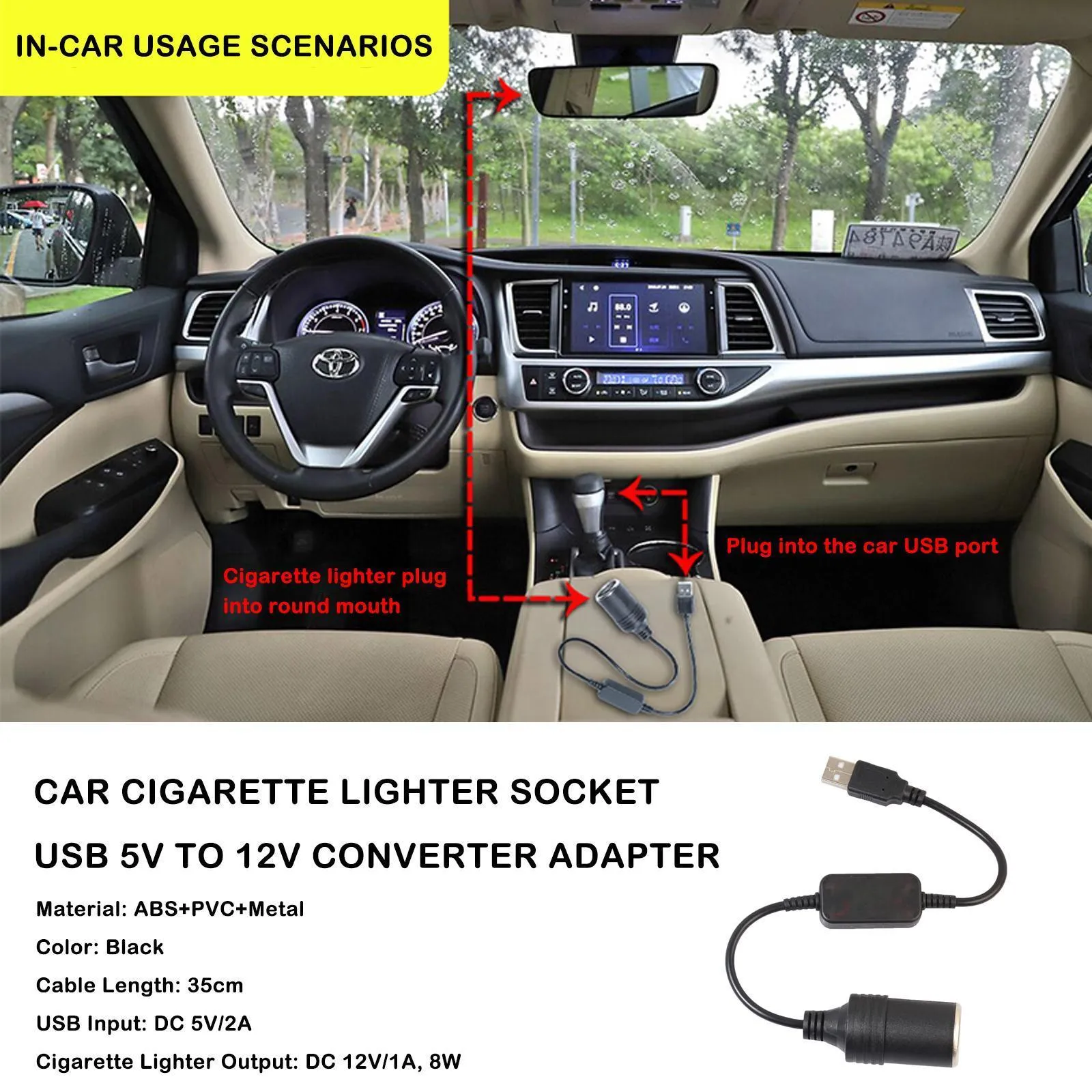 Wholesale USB Car Power Adapter Cable For Cigarette Lighter Socket 5V ...