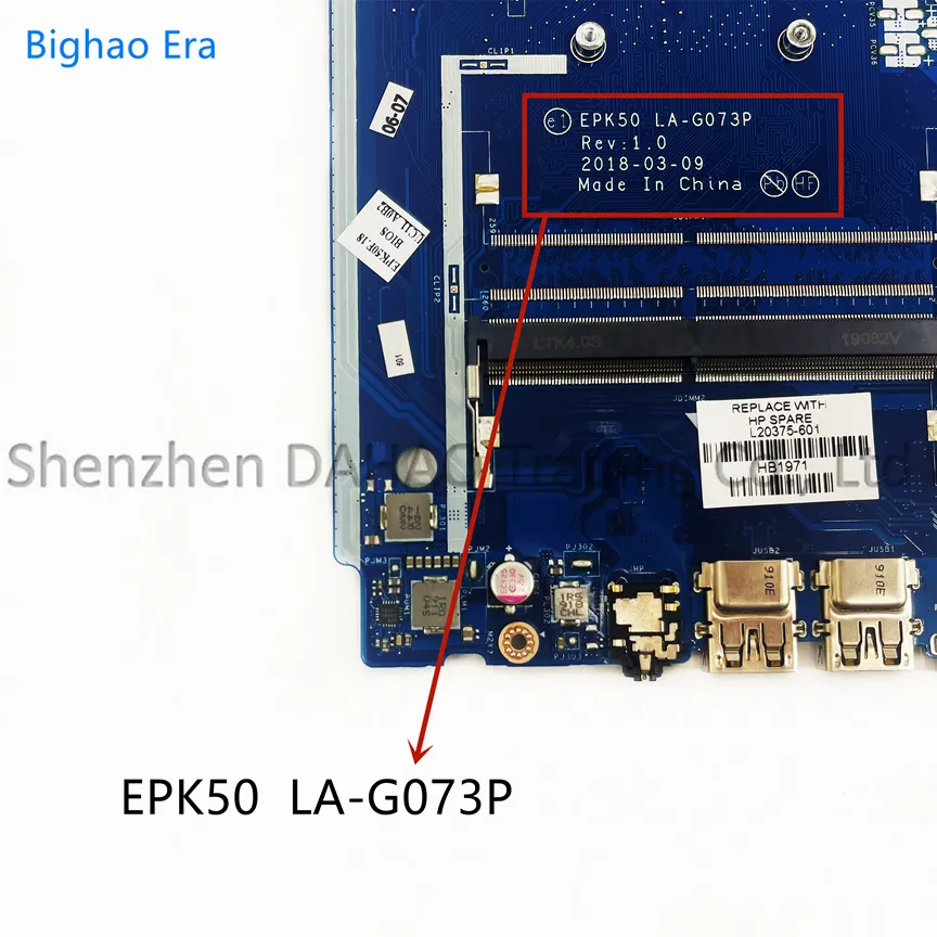 DHgate.com:HP 15T-DA 15-DA Laptop Motherboard, DDR4 EPK50 LA-G073P ...