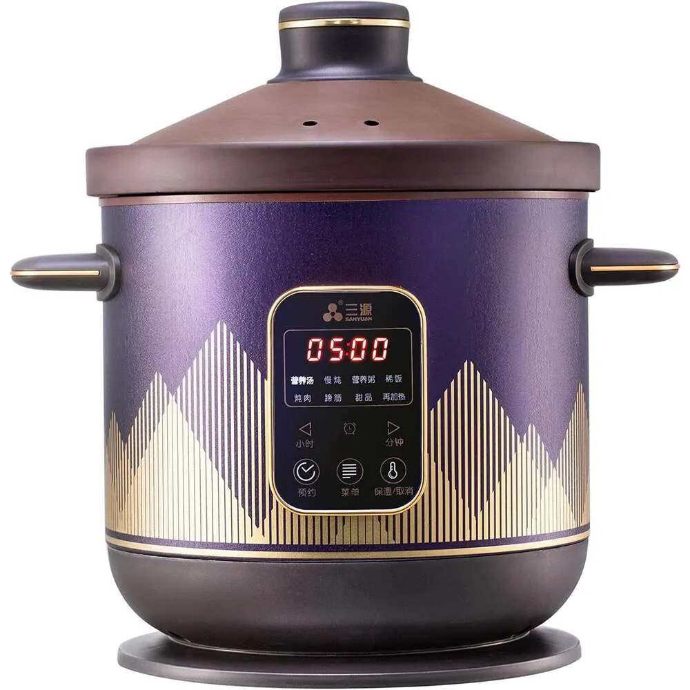 6L Electric Slow Cooker Purple Clay Pot - Perfect for Nutritious Soups ...