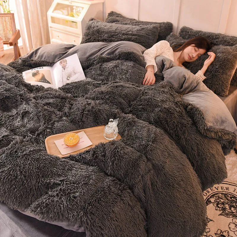 Luxury Winter Warm Duvet Cover Set - Mink Velvet Quilt Covers, Coral ...