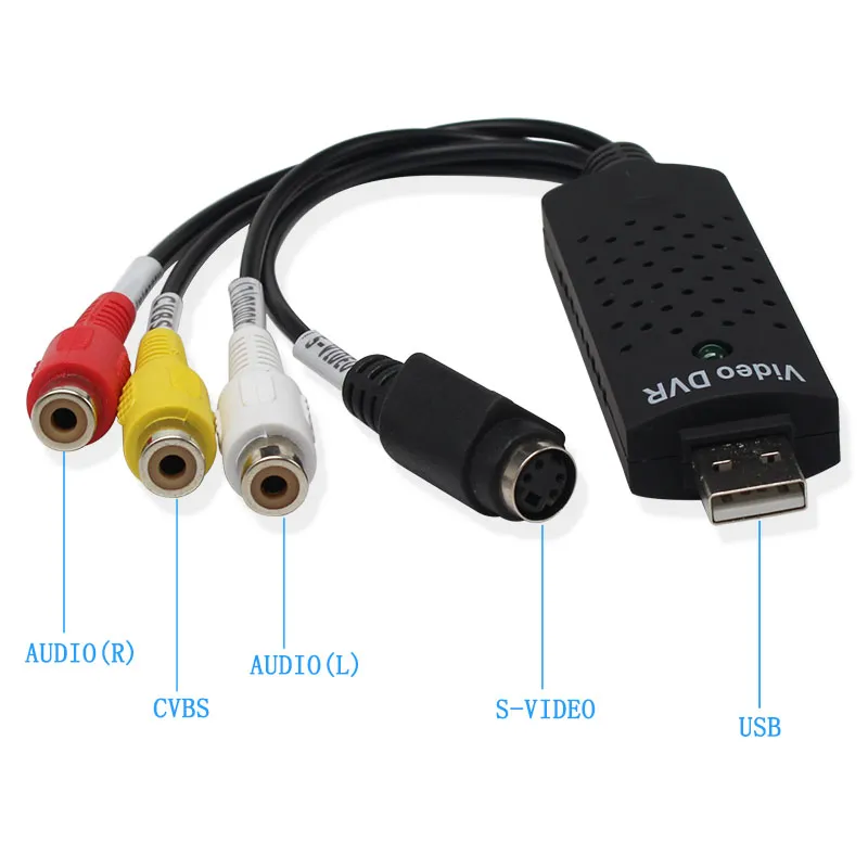 USB 2.0 Video Capture Card with RCA AV Audio Input for VHS TV DVD ...