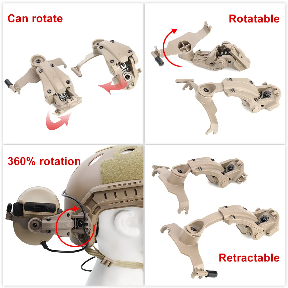 Z TAC Tactical Helmet Mount ARC Rail Adapter For COMTAC II III Headset ...