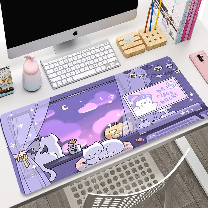 Black Cat Mouse Pad Desk Mat XXL Large Gaming Mousepad With Cute Kawaii ...