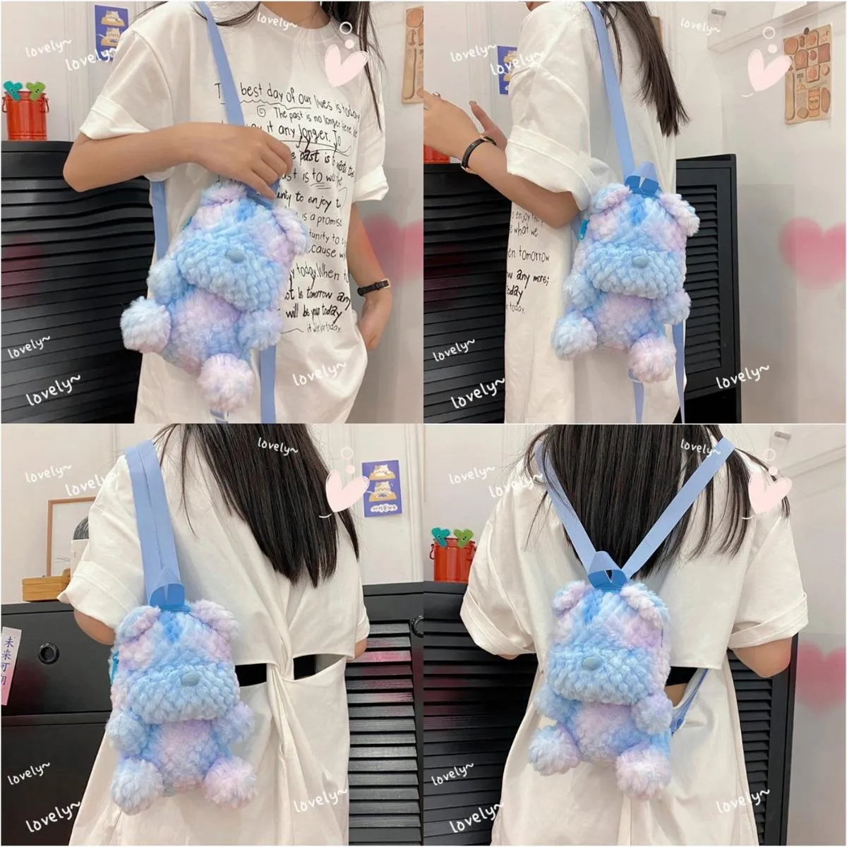 Cute Cartoon Bear Plush Backpack - Soft Plushie Bag, Faceless Bear ...