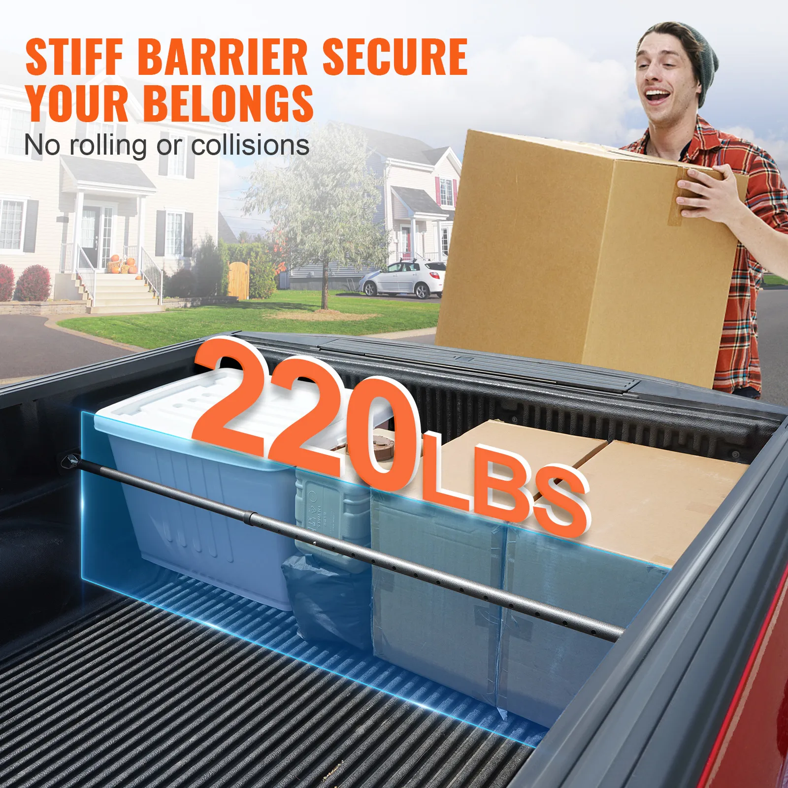 Heavy Duty Steel Adjustable Truck Bed Cargo Bar 40 To 73 Stabilizer ...