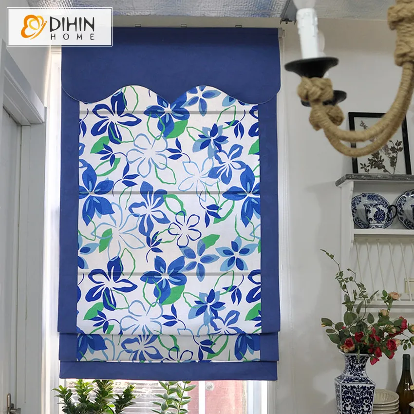 Included Motorized Curtains: New Arrival European Ocean Blue Roman ...