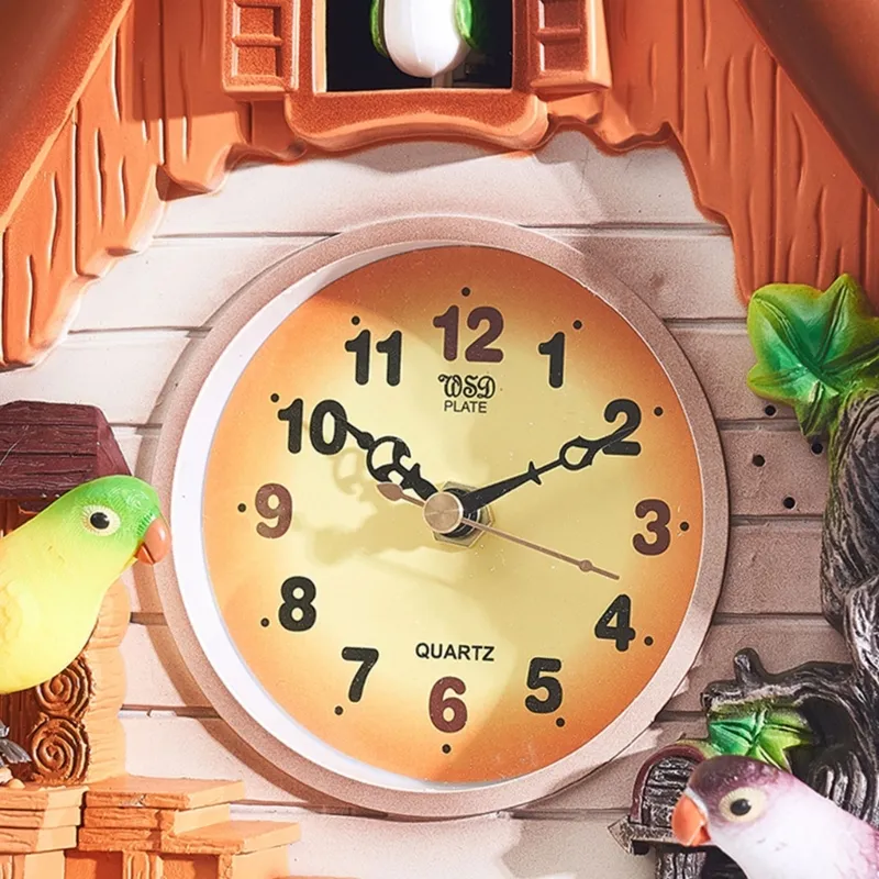 Bird-Themed Wall Clock with Handcrafted Wood Design, Quartz Movement ...