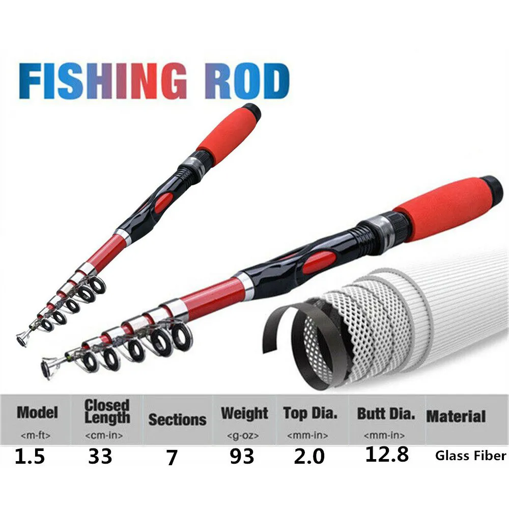 5M Mini Portable Telescopic Fishing Rod with Carrying Bag for Lake ...
