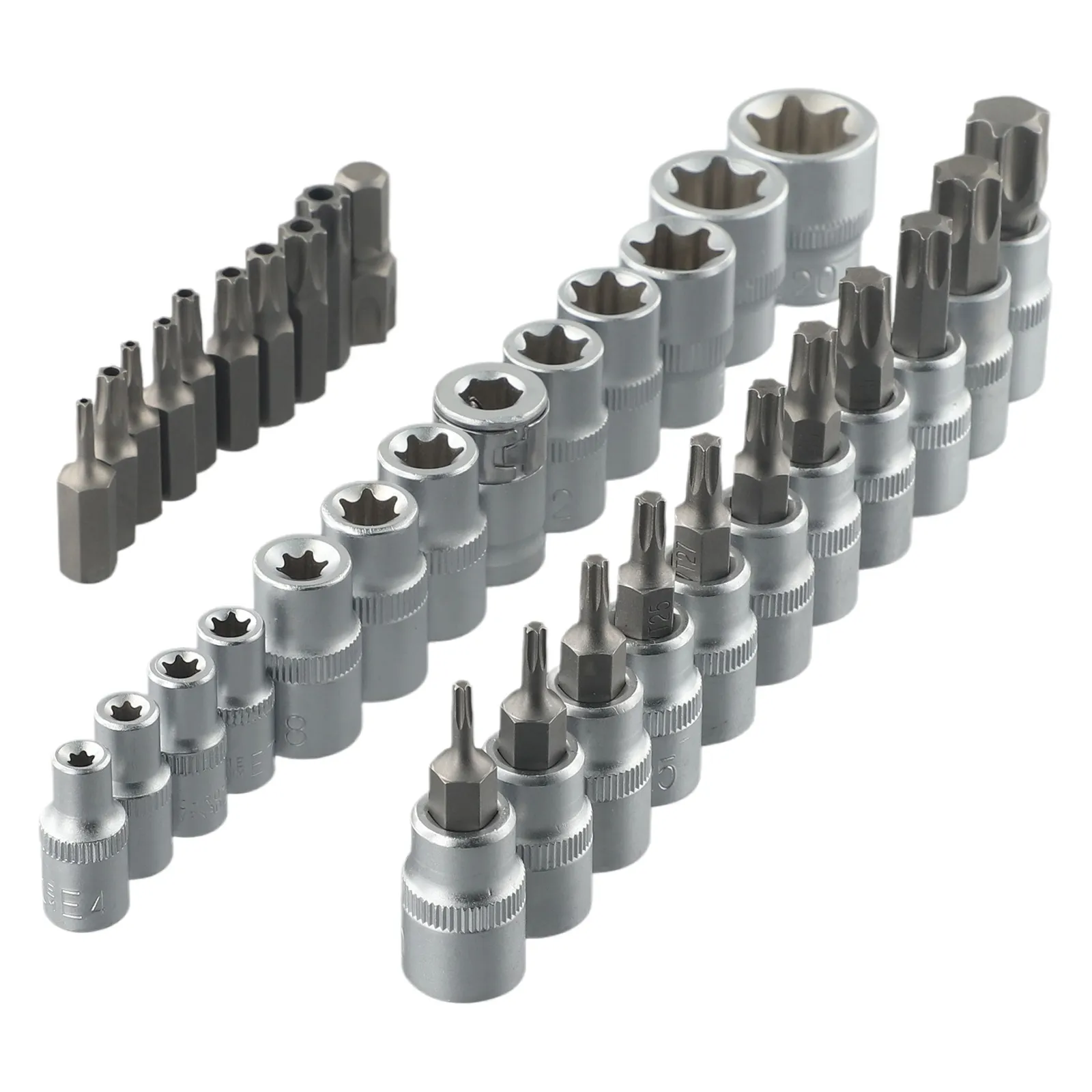 34-Piece Torx Star Sockets Bit Set with Male and Female Torque Wrench ...
