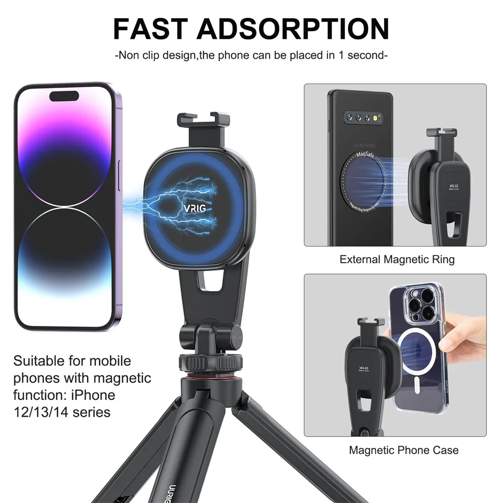 Magnetic Tripod Selfie Stick Phone Camera Tripod Mount for iPhone 12 13 ...