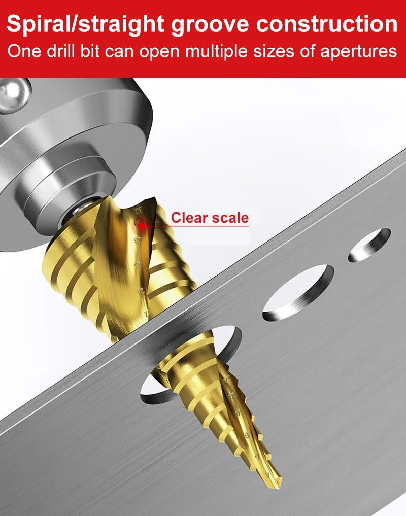 High-Speed Steel Step Drill Bit Set, HSS Cone, Titanium Coated, for ...