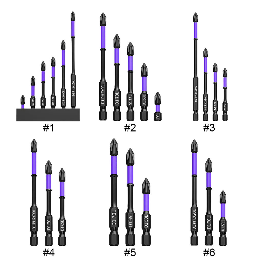 D1 Impact Driver Bit Set Rust Resistant Magnetic Non-Slip Hex Socket ...