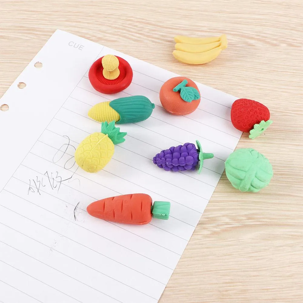 DHgate.com:Mini Fruit & Vegetable Erasers - 10Pcs Colorful Tiny Food Pencil Eraser Set for ...